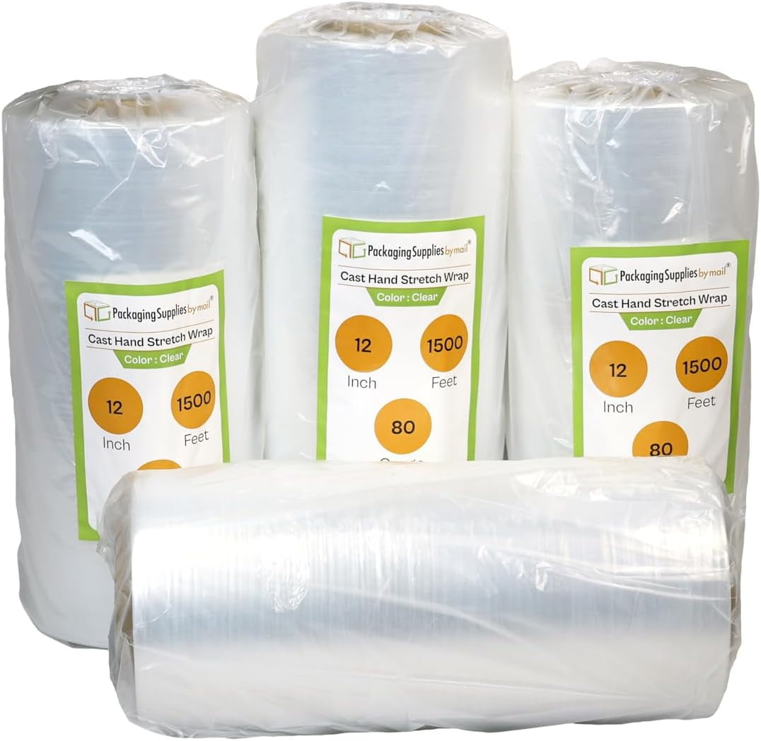 Litian Stretch Wrap, 4 Pack, 12 Inch x 1500 Feet, 80 Gauge, Clear ...