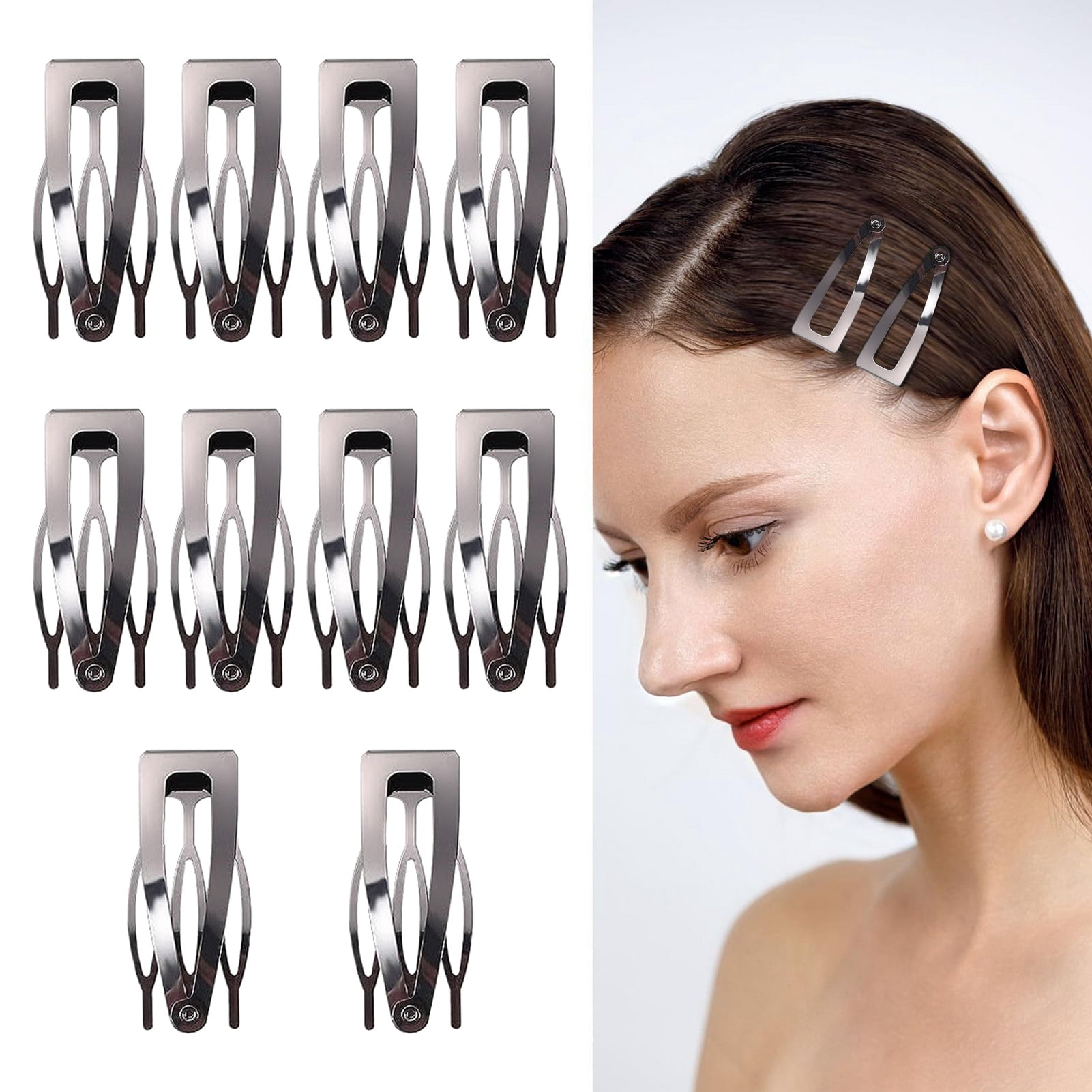 Litie 10Pcs Women Metal Snap Hair Barrettes,Double Grip Hair Clips ...
