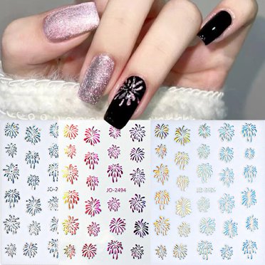 5D Flower Embossed Nail Art Stickers, 3 Sheets Self-Adhesive Manicure ...