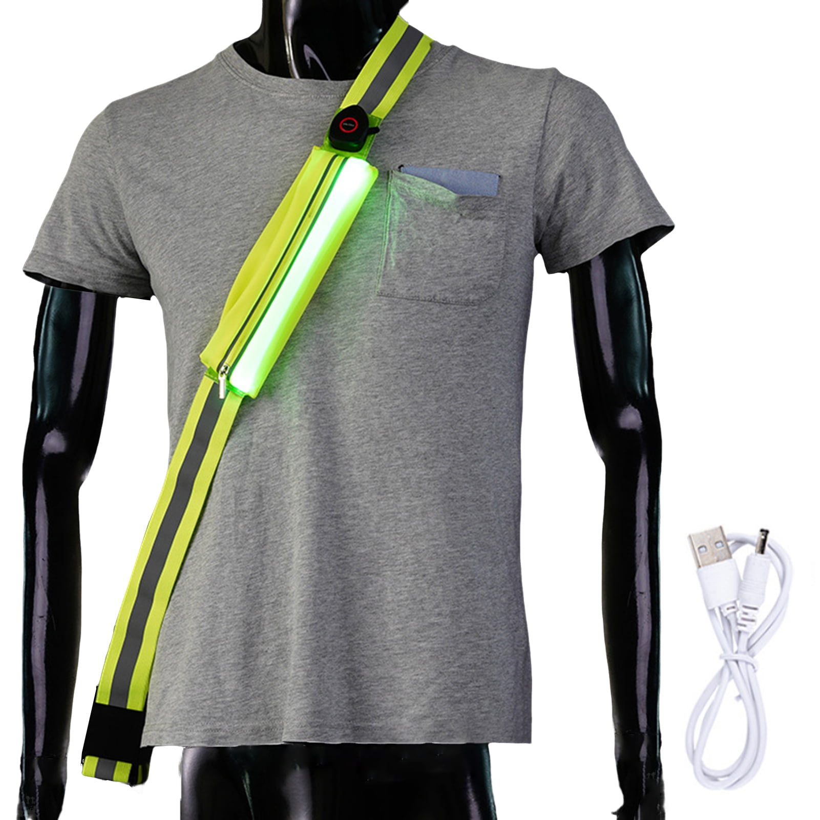 Litie LED Reflective Belt Sash,Rechargeable LED Light Up Running Nylon ...