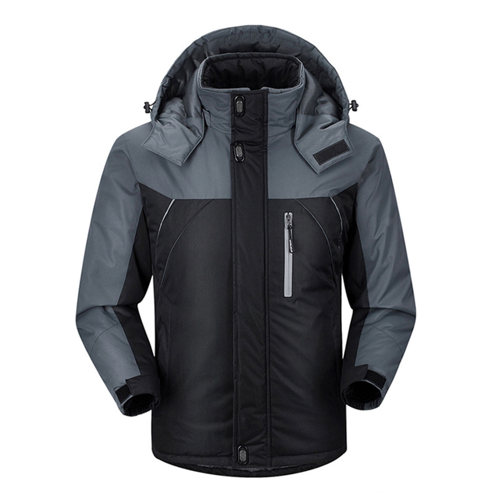 Litie Men Colorblock Stand Collar Long Sleeve Zipper Thick Padded Ski ...