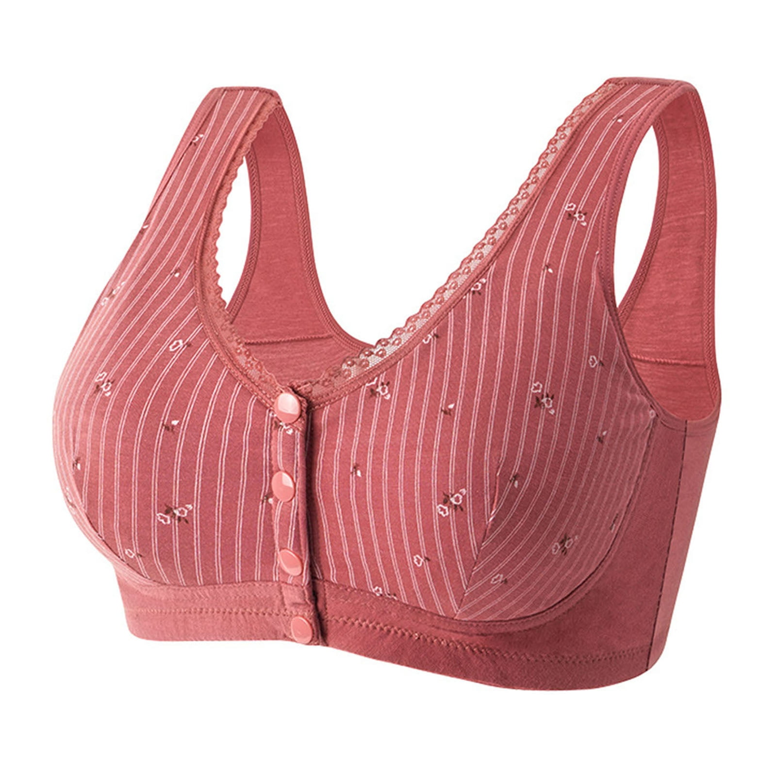 Litie Women Flower Print Seamless Bra Back High Support Front Closure ...