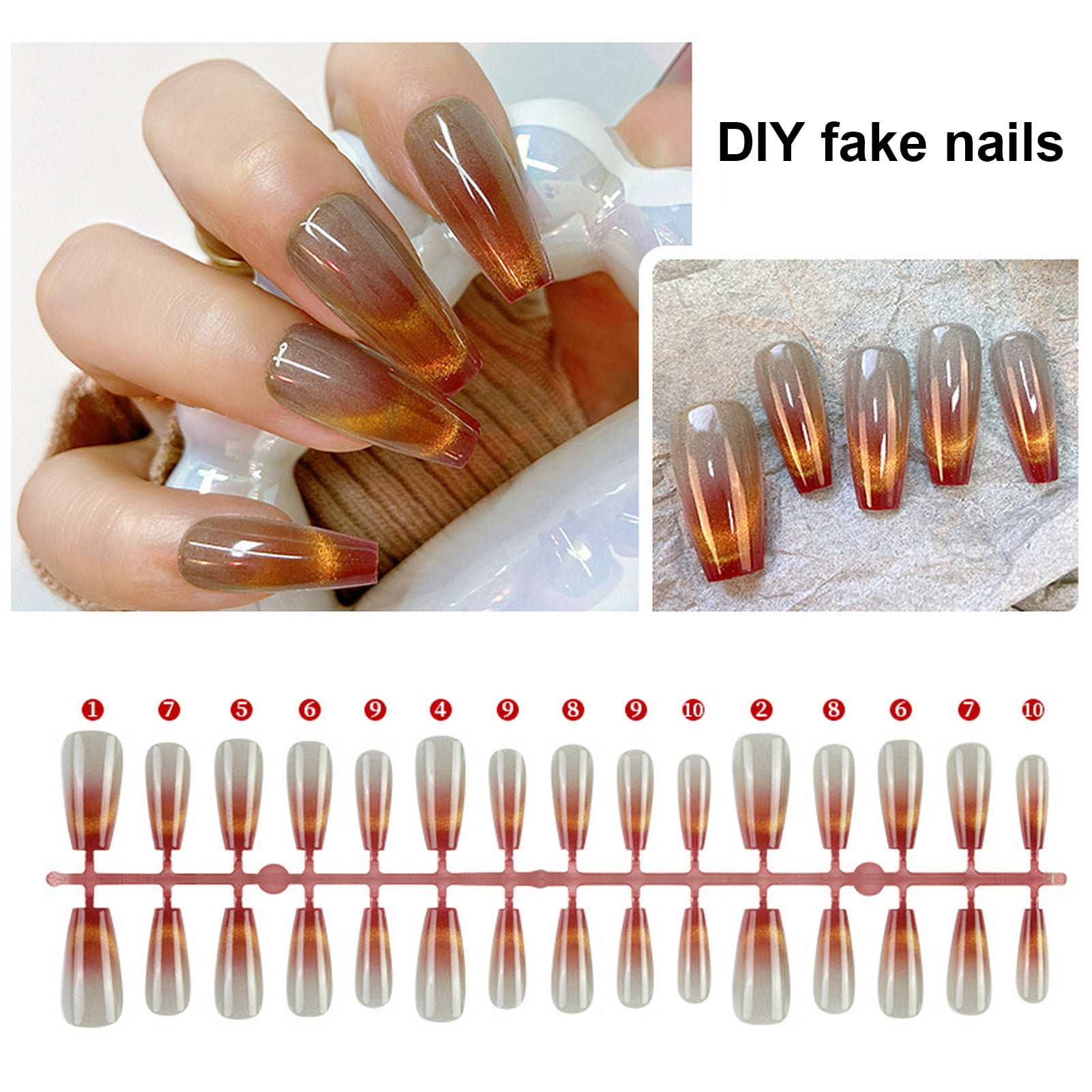Litie Women Natural Press on Nails,DIY Colours Fake Nails with Adhesive ...