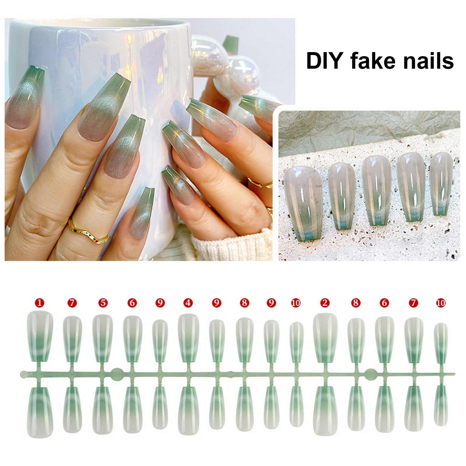 Litie Women Natural Press on Nails,DIY Colours Fake Nails with Adhesive ...