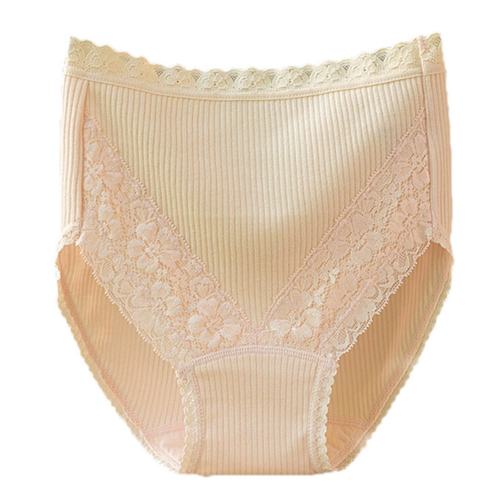 Litie Women Solid Color Cotton Lace Trim High Waist Control Belly ...