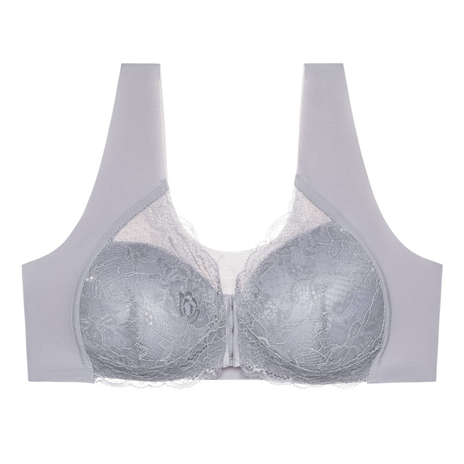 Litie Women Solid Color Floral Lace Front Closure Bra Plus Size Full ...