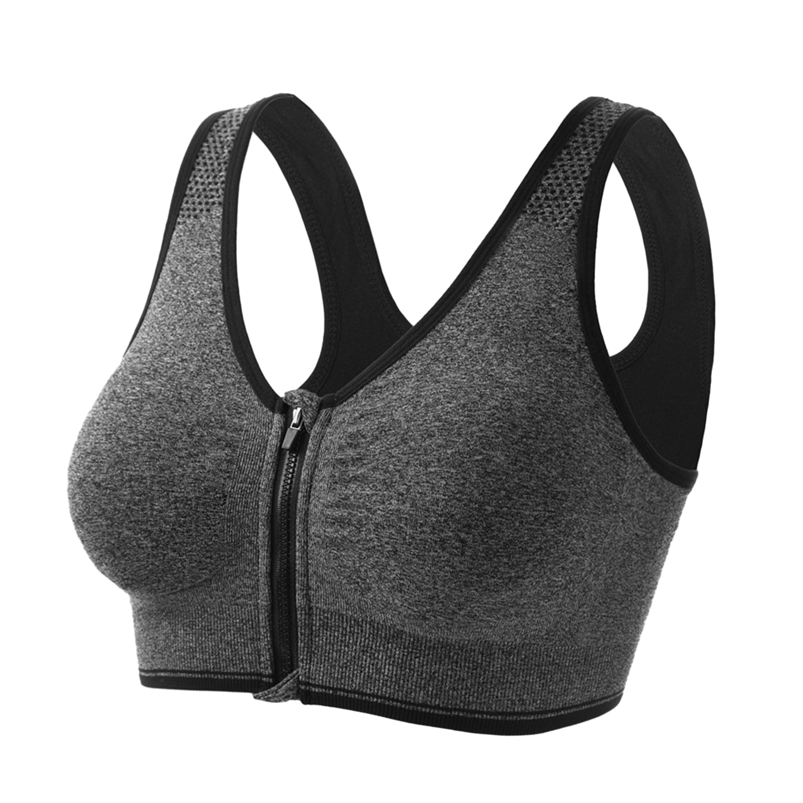 Litie Women Zip Front Sports Bra Push Up Wireless Post Surgery Seamless ...