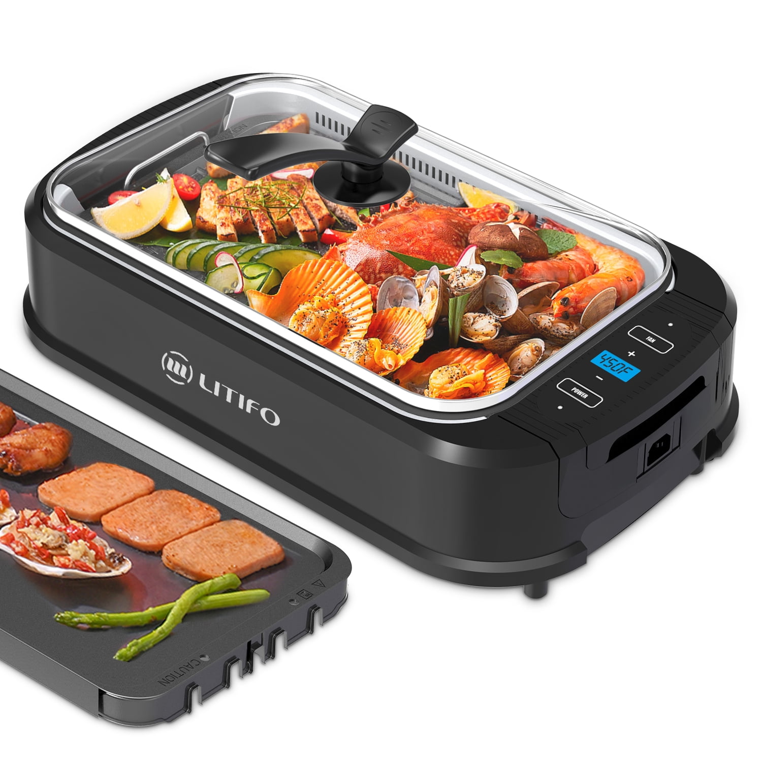 Litifo Indoor Smokeless Grill, Home Cooking Portable Electric Grill ...