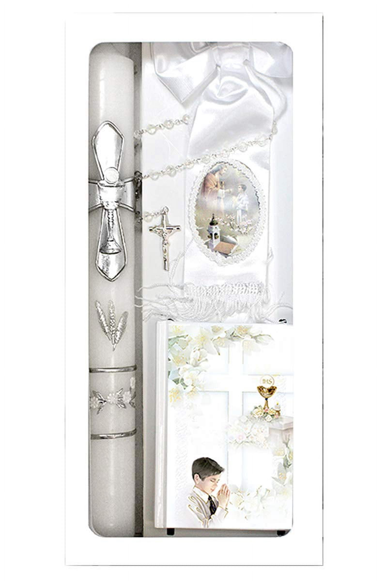 Lito Boys Communion Candle Set - Includes Bible, Rosary, Handkerchief ...