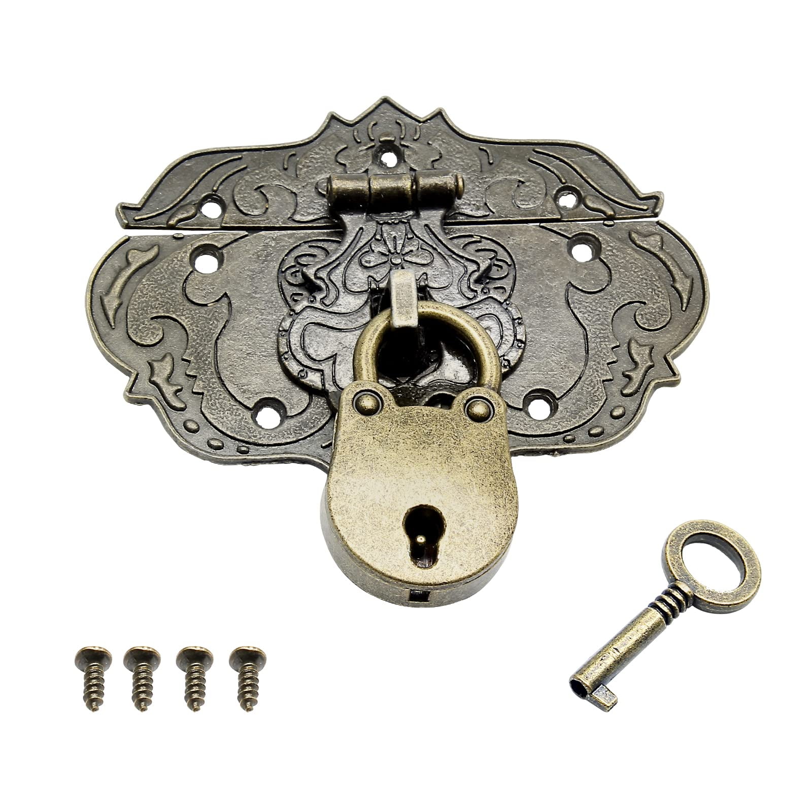 Litoexpe Antique Embossing Decorative Brass Hasp Clasp Latch Lock with ...