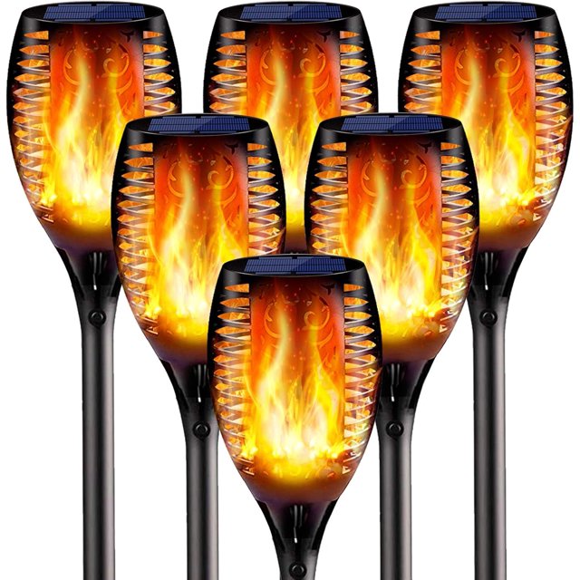 Litom Solar Path Torches Lights Dancing Flame for Outdoor Patio Garden ...