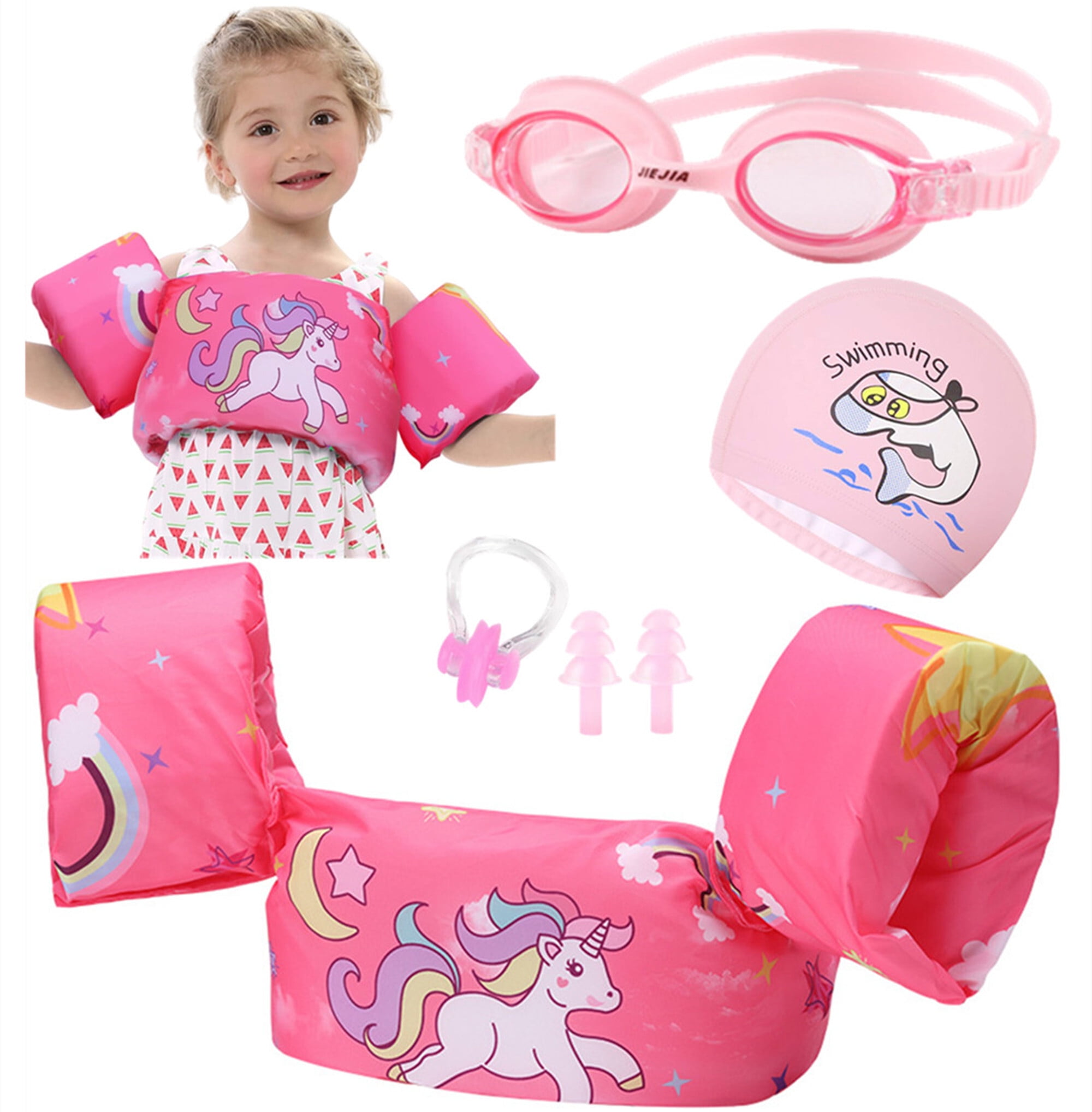 Litotai Girls Unicorn Swim Vest,Adjustable Strap Swimming Puddle Jumper ...