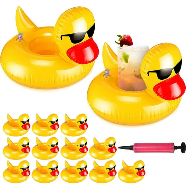 Litotail 12 Pcs Drink Floats for Pool Duck Floating Drink Holder Pool ...
