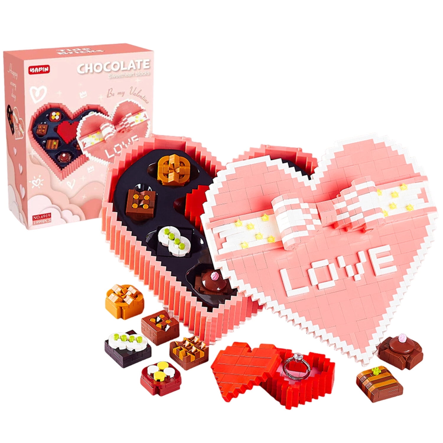 Litotail Valentine's Heart Chocolate Building Blocks, 1999 Pieces, DIY ...