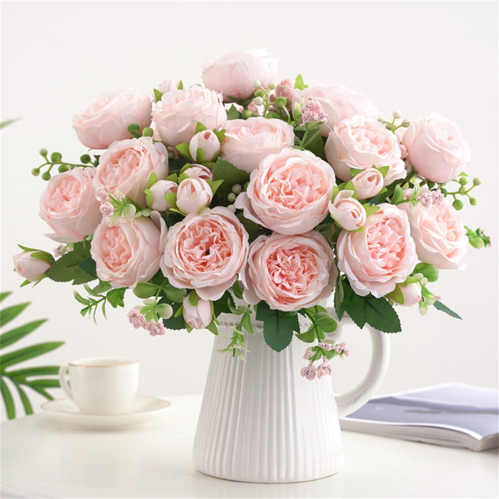 Litrail 30cm Faux Rose Bouquet - Realistic Vibrant Artificial Flowers ...