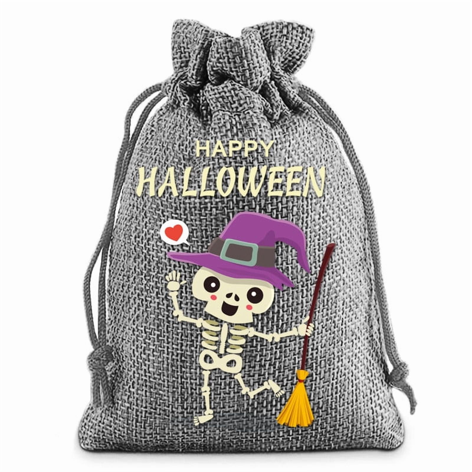 Litrail 6-Pack Halloween Drawstring Bags, Reusable Linen Trick-or-Treat ...