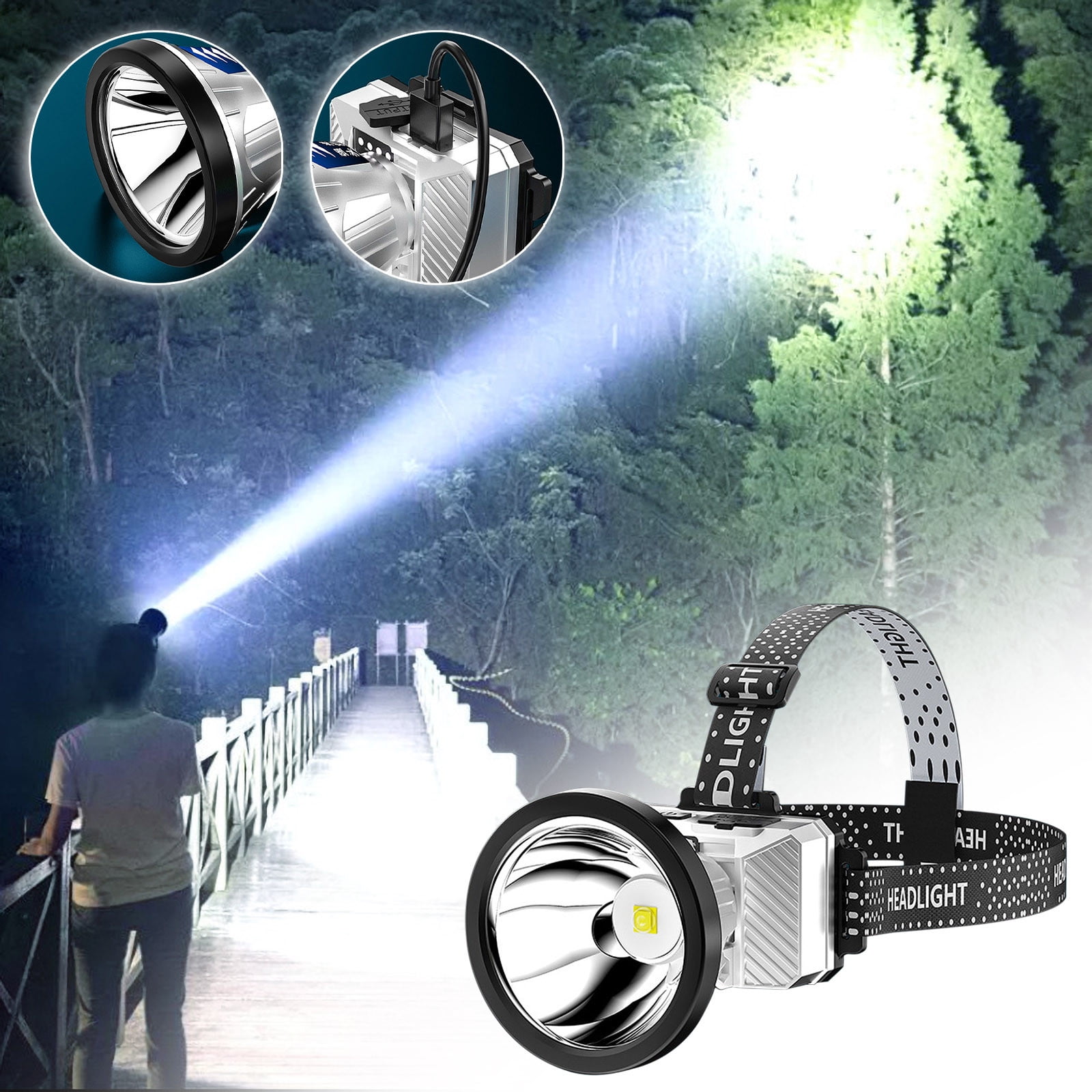 Litrail Super Bright Rechargeable LED Headlamp 300LM, Type-C Fast ...