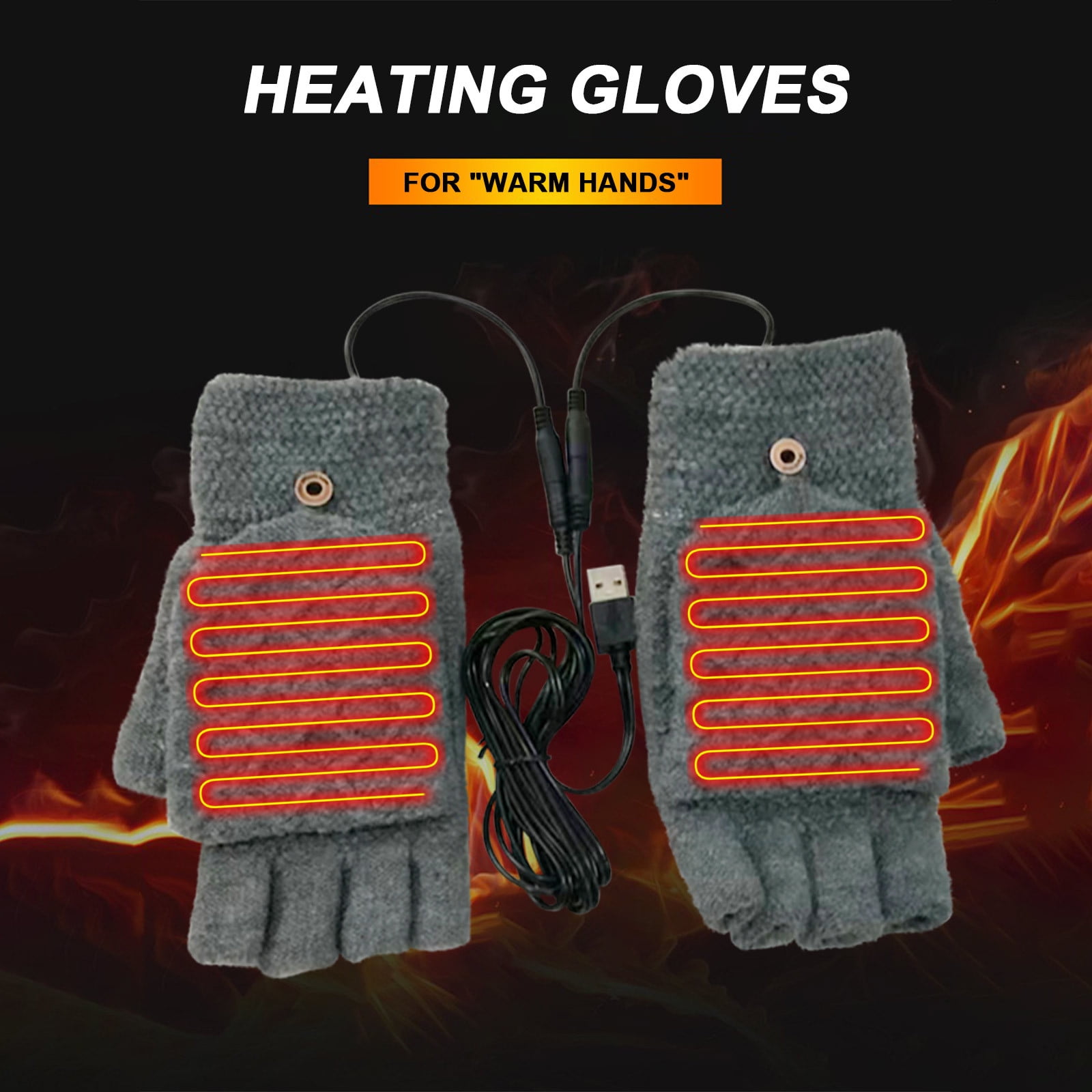 Litrail USB Heated Gloves for Women & Stu-dents, Winter Warm Ski Gloves, Electric Washable ...