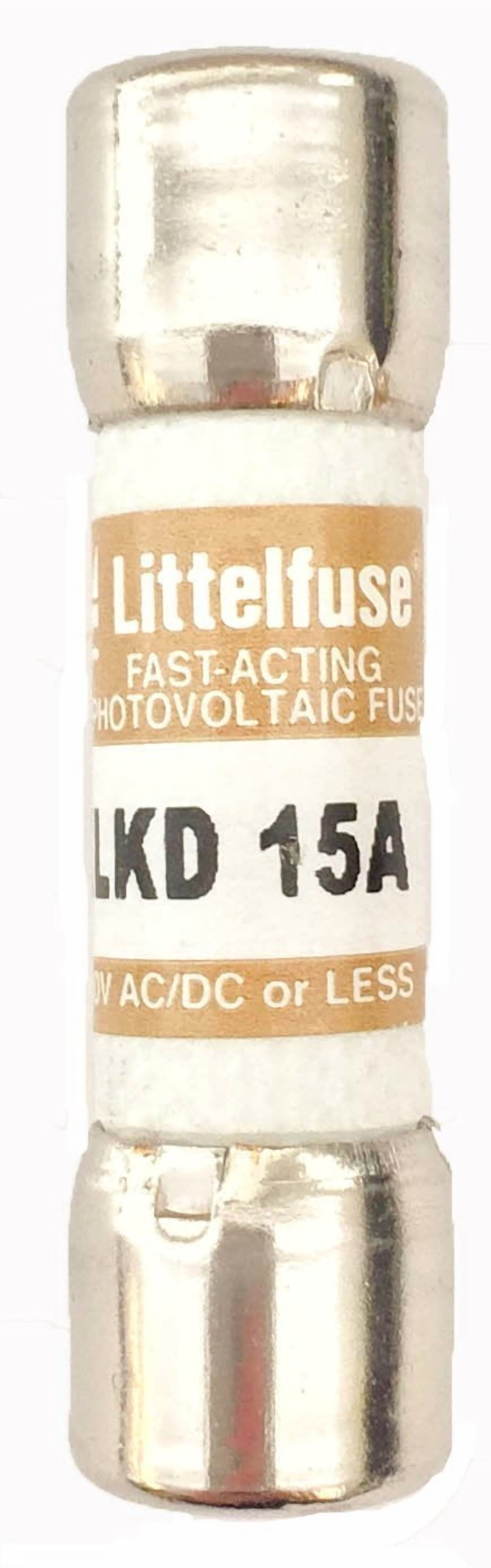 Littelfuse KLKD015.T Fast Acting Midget Fuse, AC/DC, 600V, 15 Amp (Pack ...