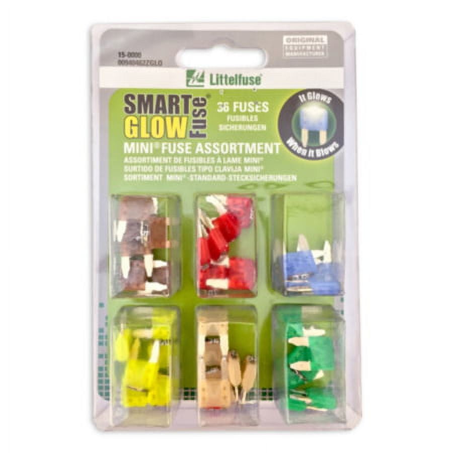 Littelfuse 00940462ZGLO SMART GLO MINI 5A-30A Fuse Assortment - 36 Pack - Walmart.com