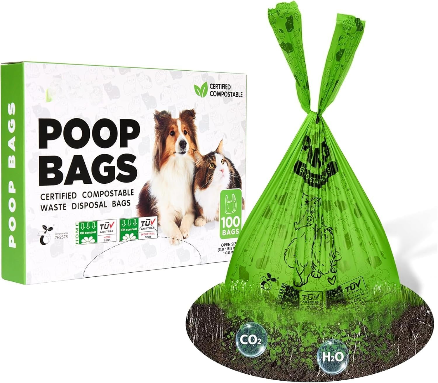 Litter Bags for Poop, Kitty Poop Bags, 100 Count Unscented Disposal ...