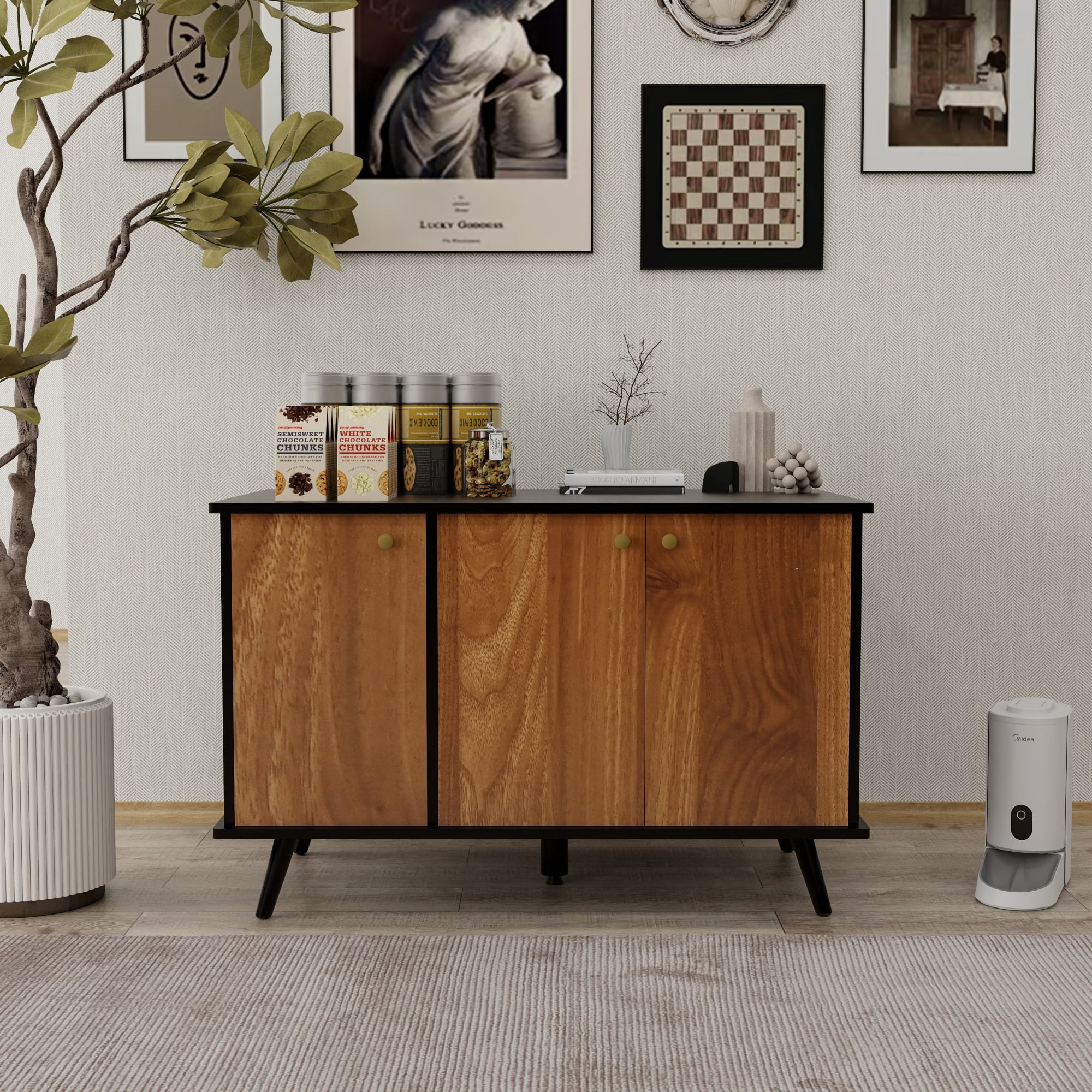 Litter Box Enclosure, Cat Litter Box Furniture with Hidden Plug, 3 Doors,Indoor Cat Washroom ...