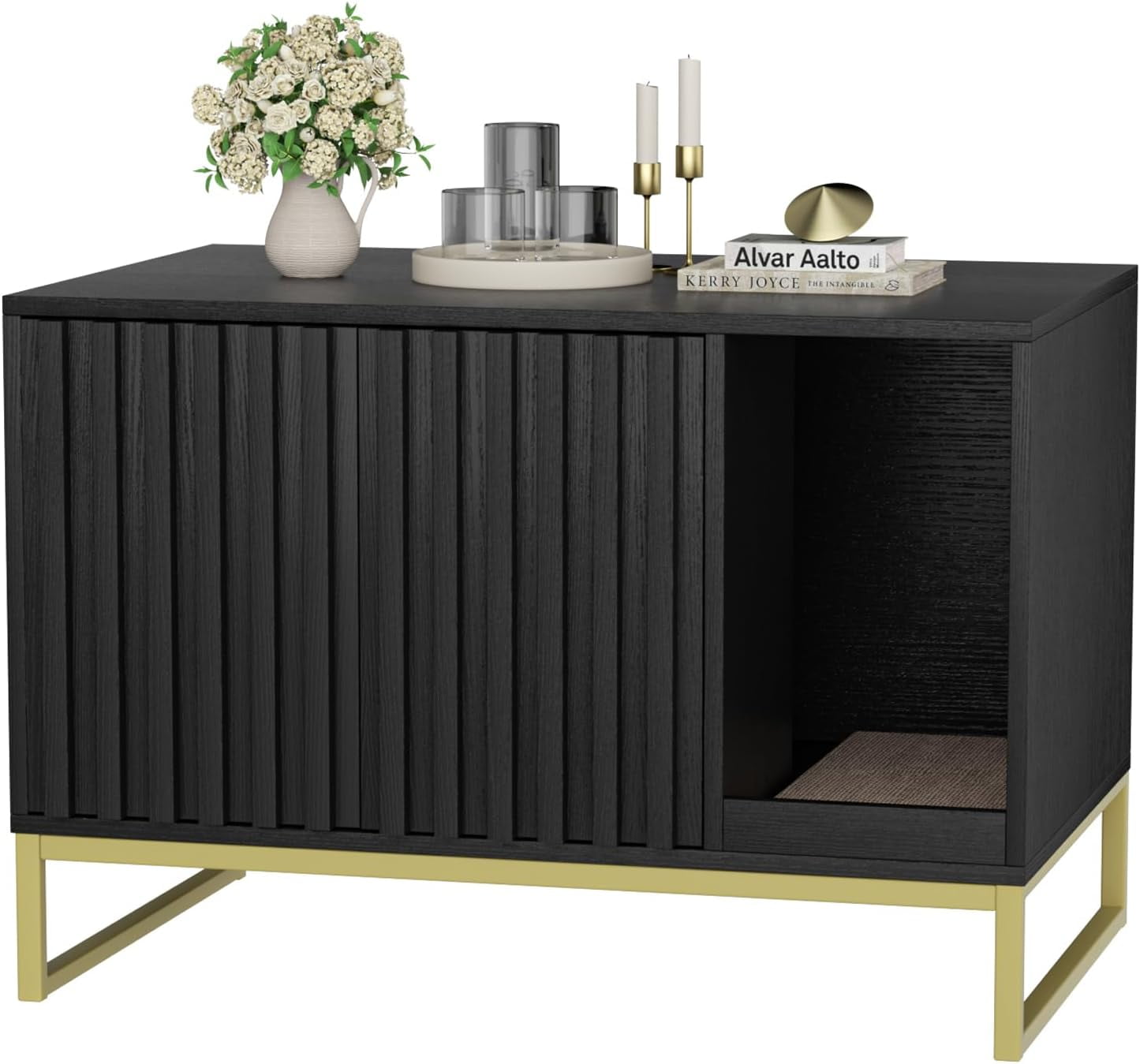 Litter Box Enclosure, Modern Cat Litter Box Furniture Hidden Litter Box ...