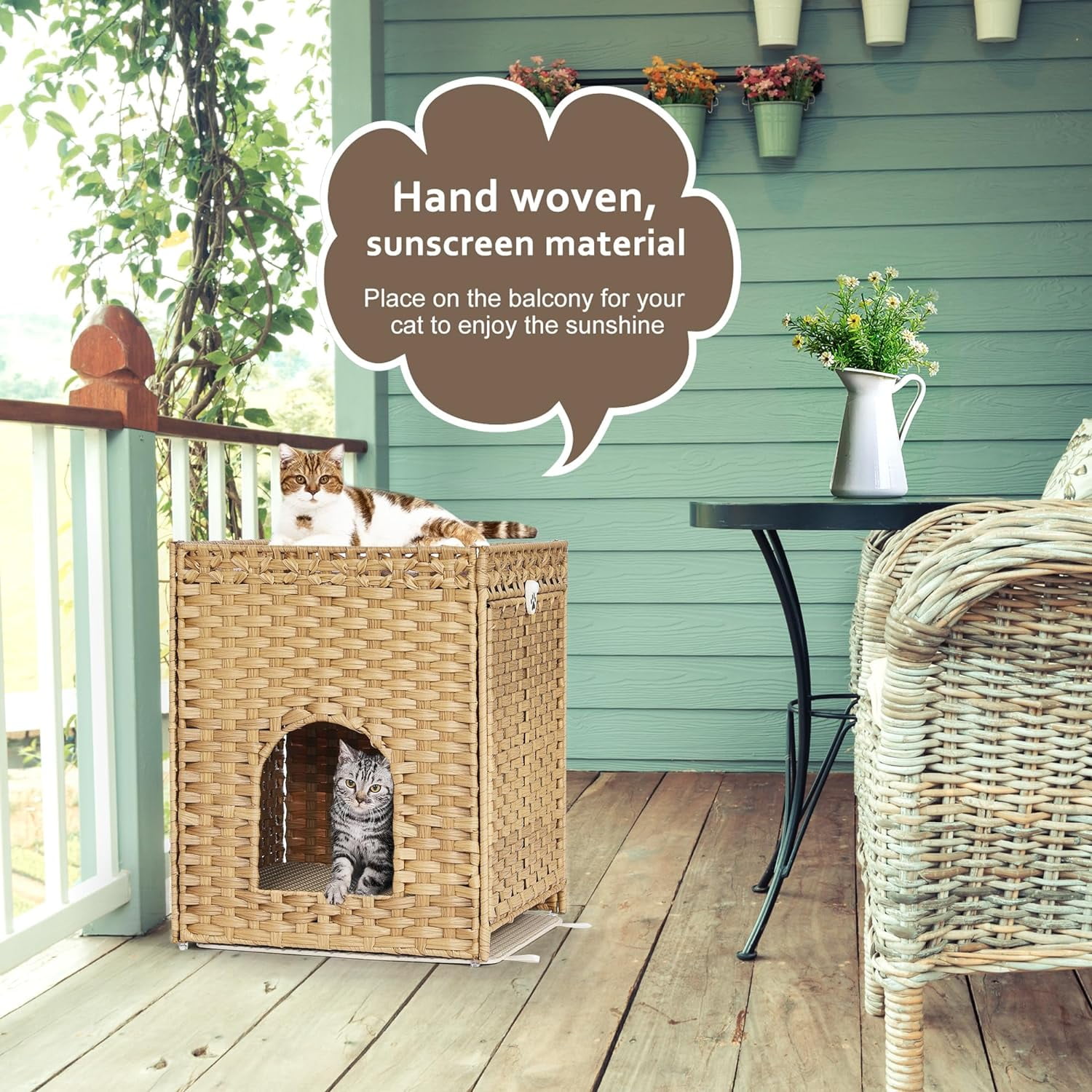 Litter Box Enclosure with Soft Litter Mat; Hidden Washroom Furniture ...