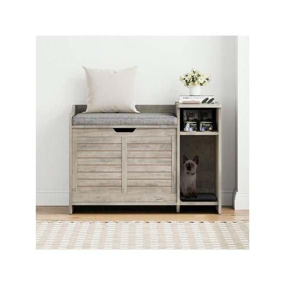 Litter Box Enclosure With Top Opening And Cushion, Hidden Cat Litter ...