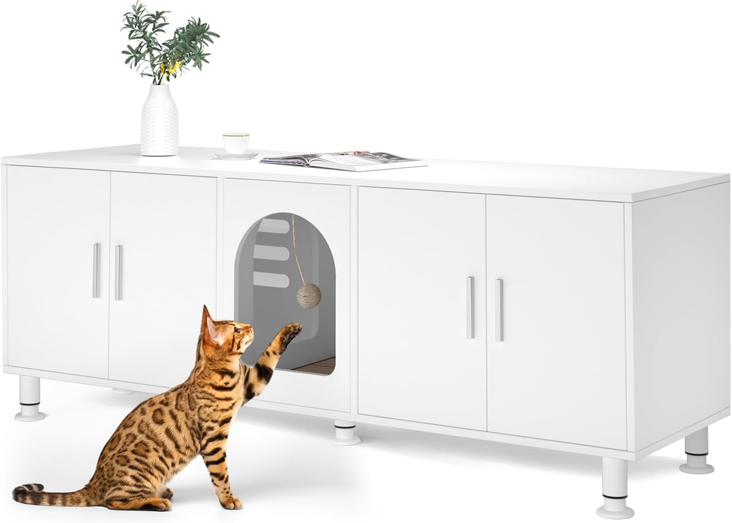 Litter Box Enclosure for 2 Cats, Cat Litter Box Enclosure Furniture ...