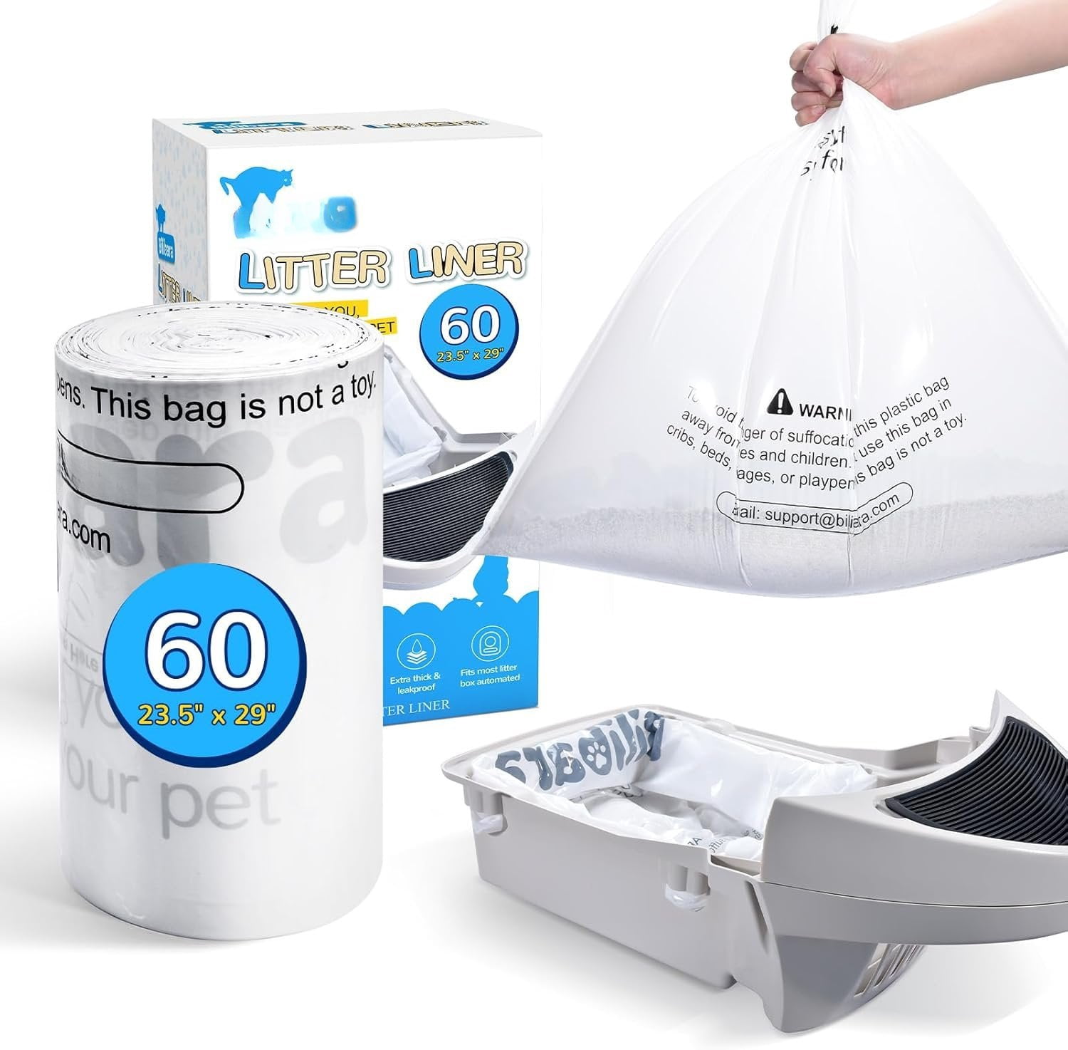 Litter Box Liner Bag Compatible with litter Box 3 and 4, 60 - Extra ...