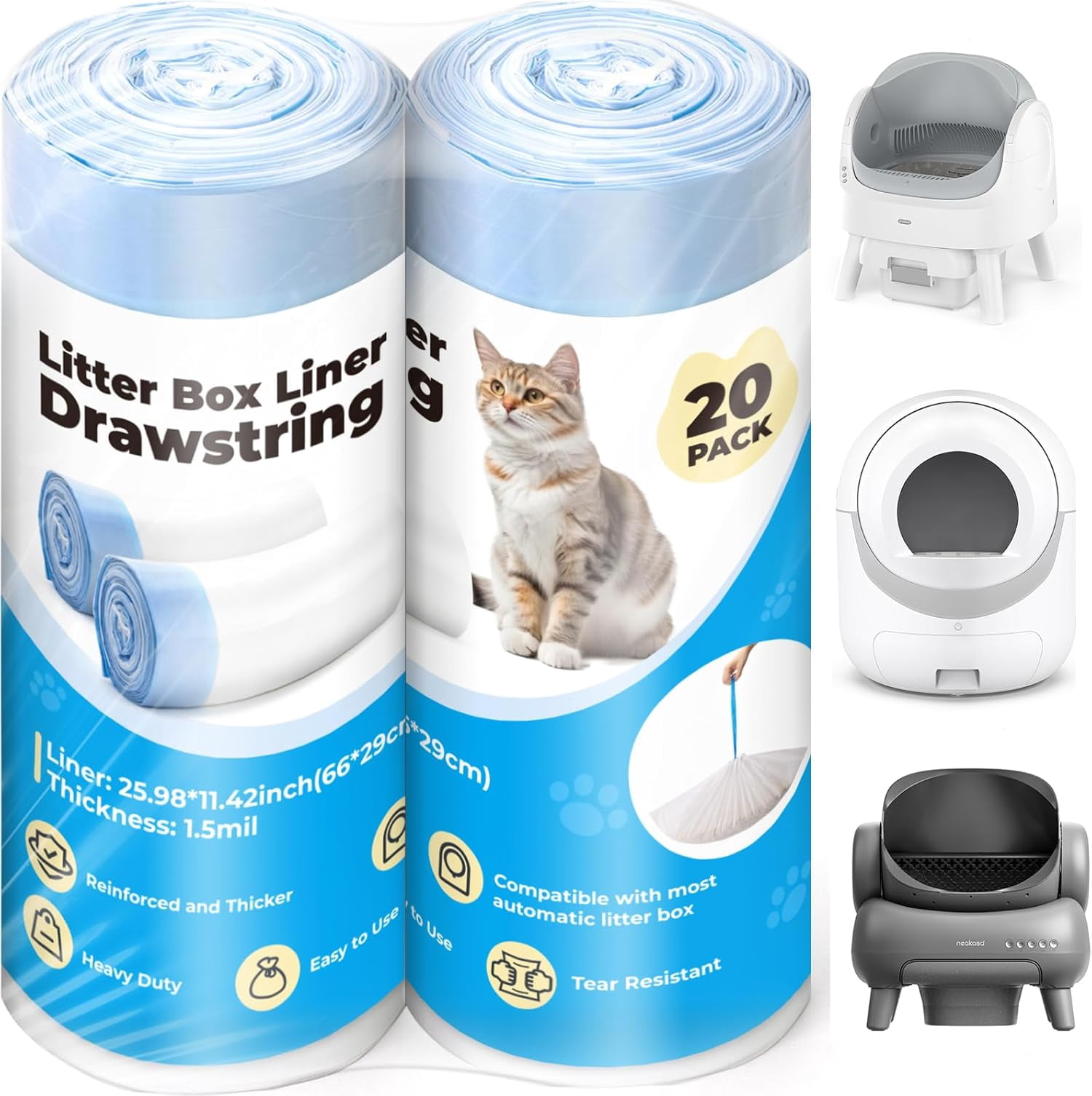 Litter Box Liner for Self Cleaning Litter Box, Extra Thick Litter Bags ...