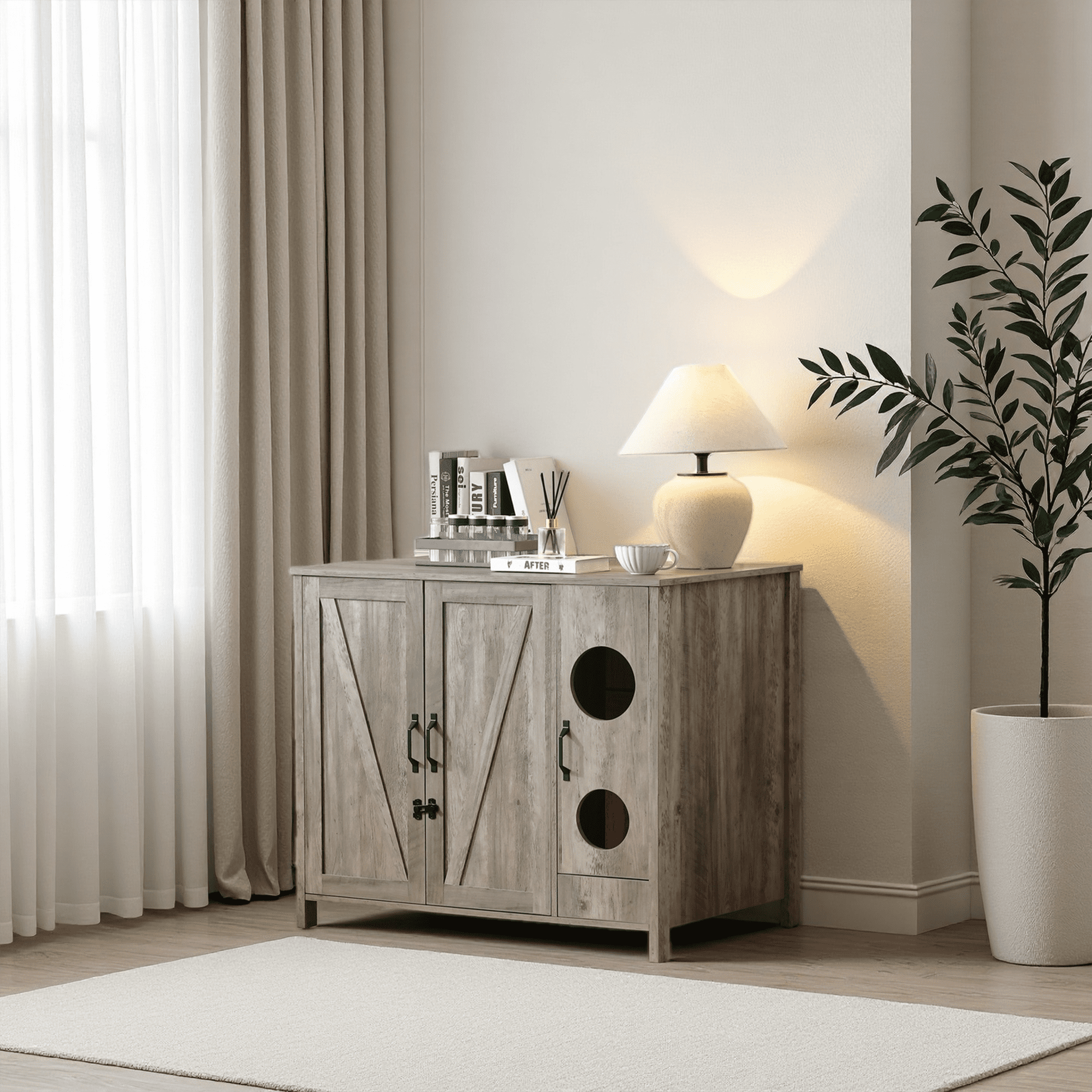 Litter Enclosure with Cat-Exclusive Dog-Proof Entrance, Litter Cabinet ...