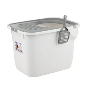 Litter Genie Corner Cat Litter Box Enclosed with Scoop, Easy Access ...