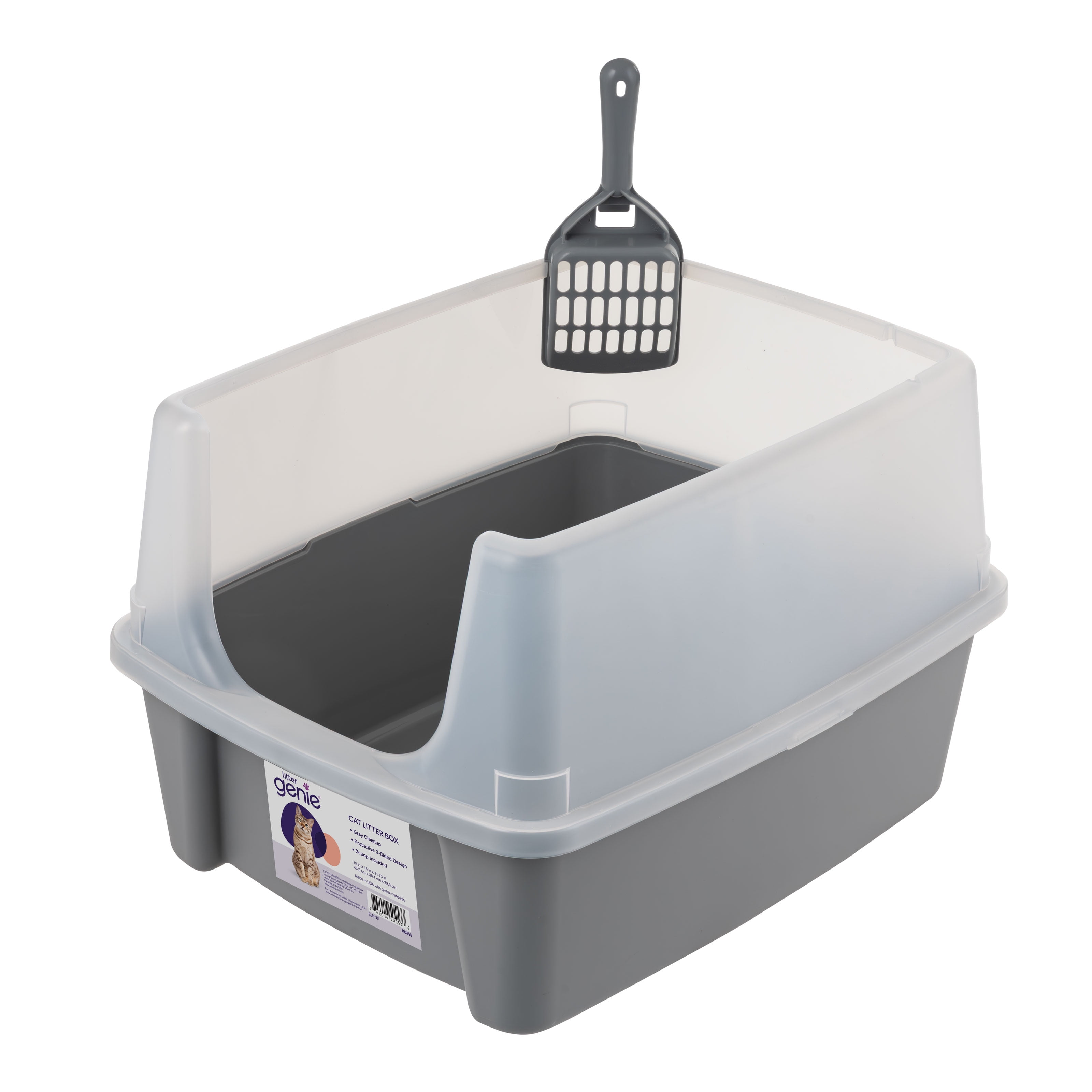Litter Genie Cat Litter Box with Scatter Shield and Scoop, High Sided ...