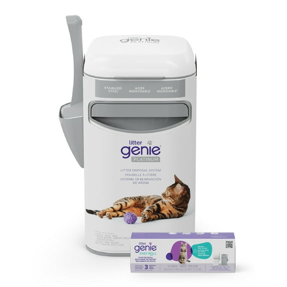 Litter Genie Platinum Stainless Steel Cat Litter Disposal System, 1 ...