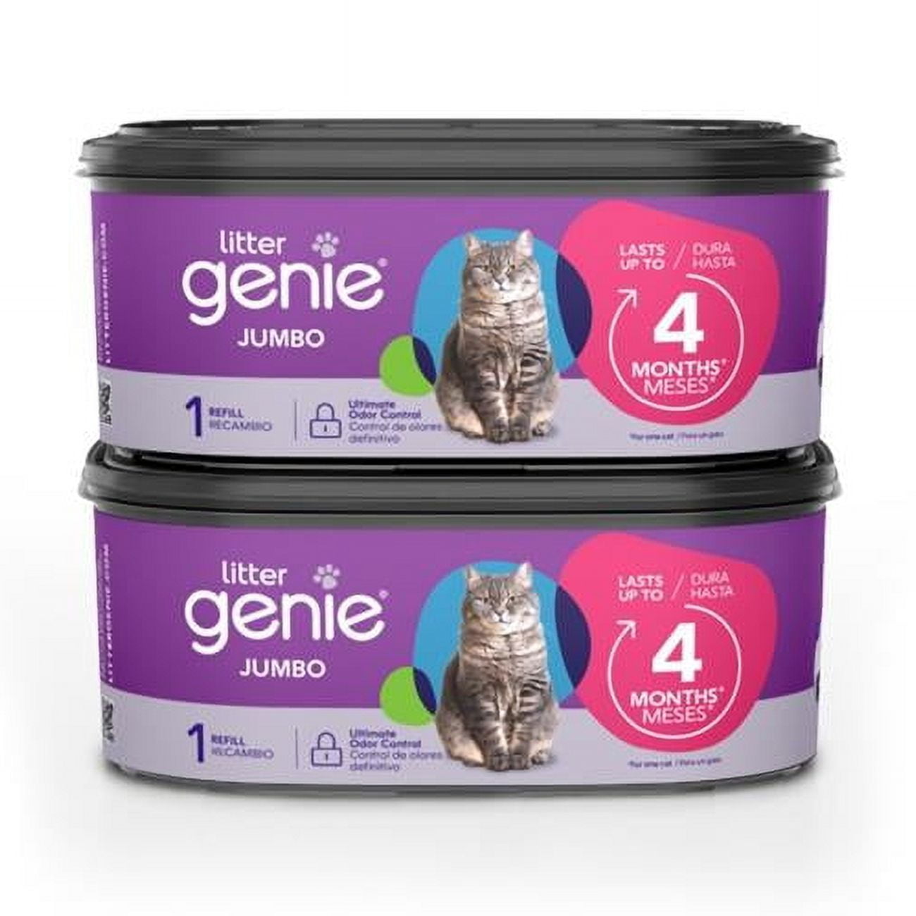 Litter Genie Plus Cat Litter Pail Disposal System Refill - Jumbo - Pack ...