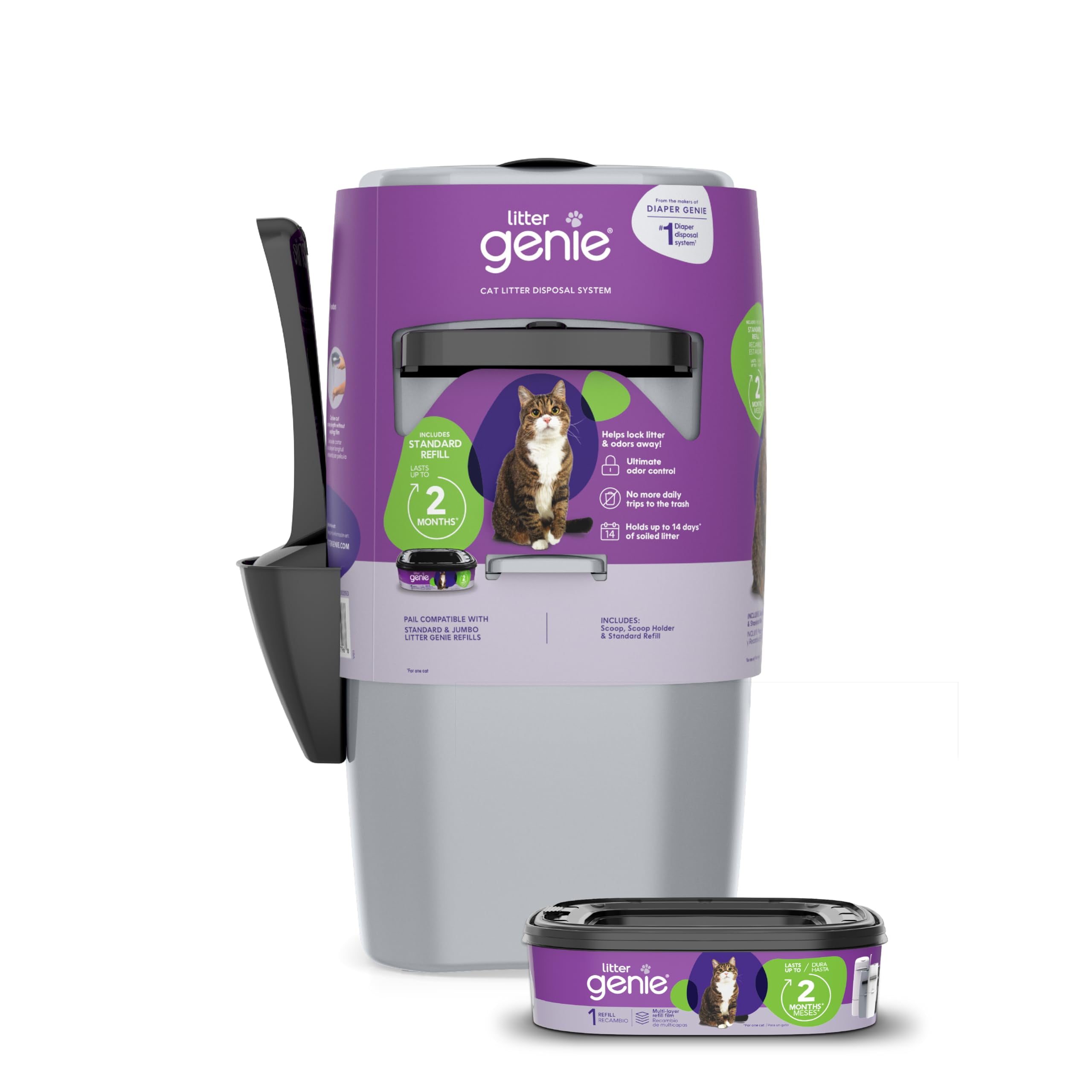 Litter Genie Standard Pail (Silver) | Cat Litter Box Waste Disposal ...