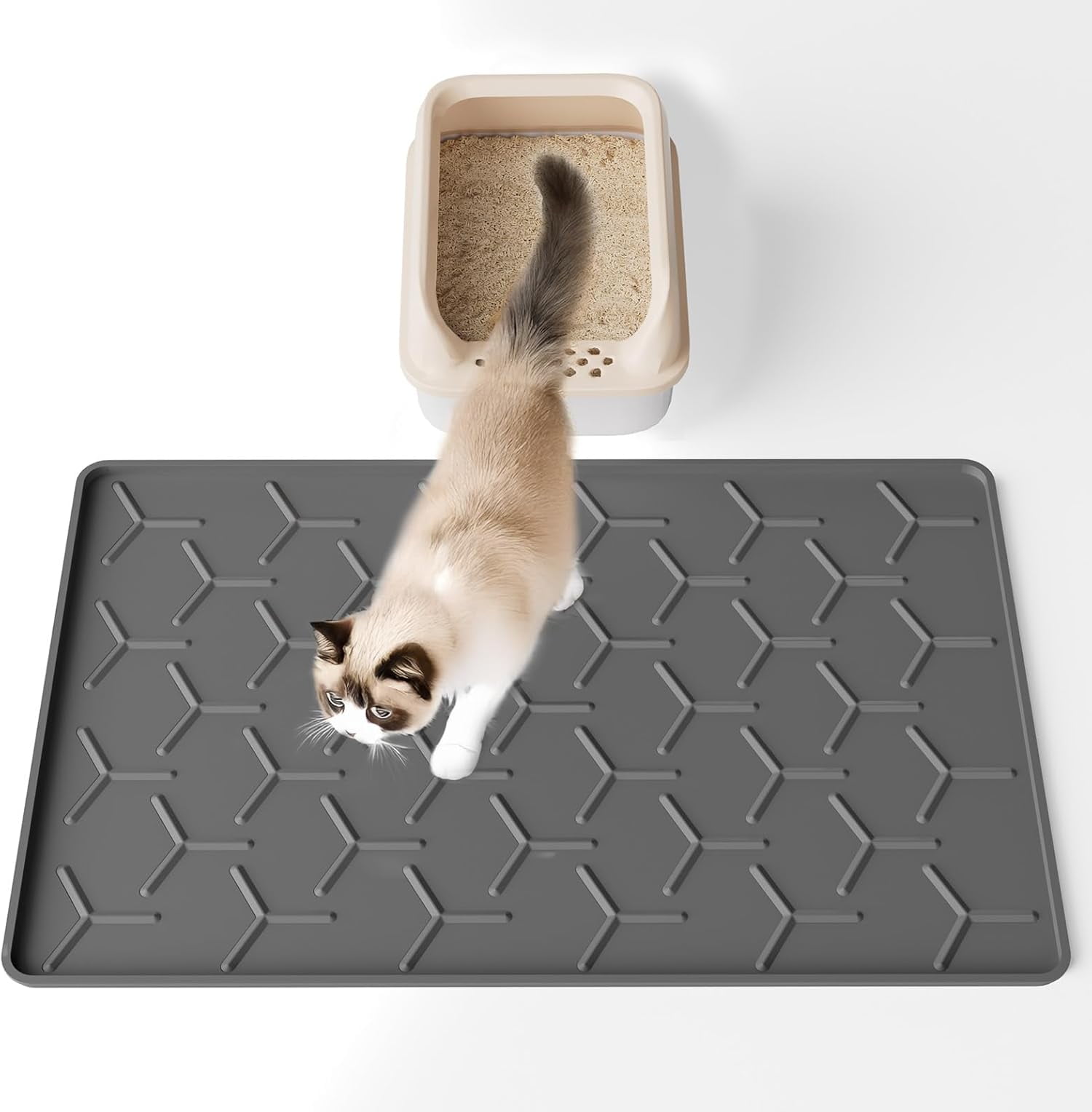 Litter Mat with Raised Edges, /Urineproof, Litter-Collecting Interior ...