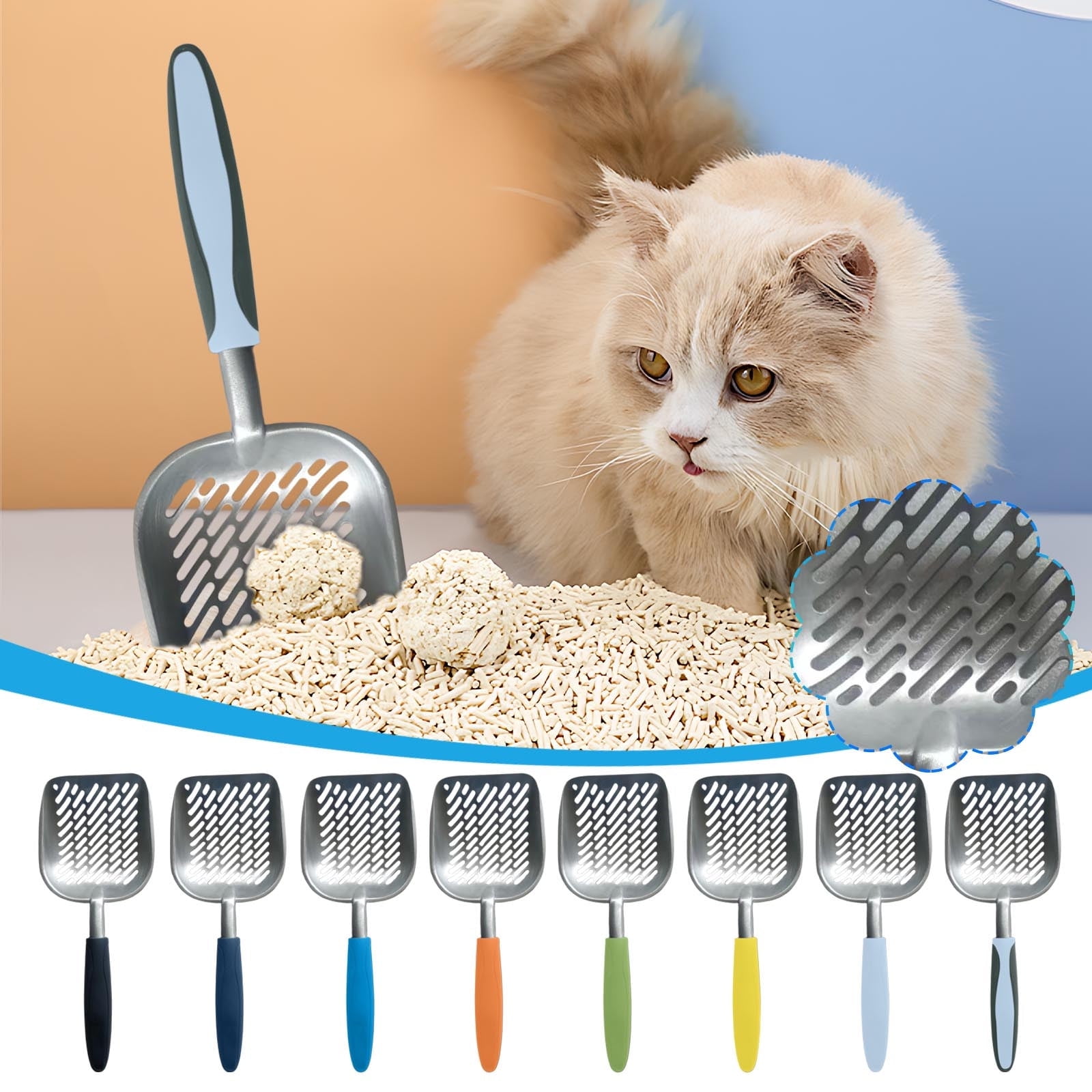 Litter Scoop, Cat Ltter Scoop, Stainless Steel Metal Litter Scoop, Non ...