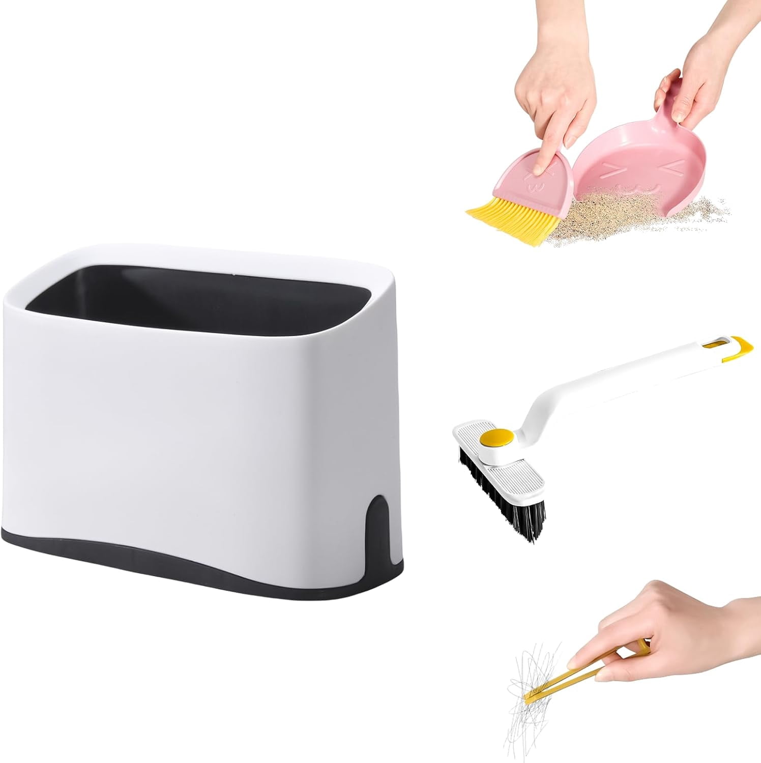 Litter Scoop Holder with Clean Kit,2-in-1 Mini Broom & Dustpan for ...