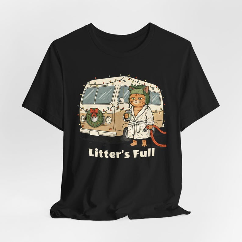 Litter's Full Christmas Parody Cat Shirt, Holiday Movie Humor Tee ...