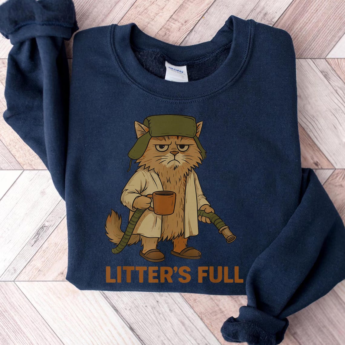 Litter’s Full Funny Cat Christmas Sweatshirt, Grumpy Cat Lover Holiday ...