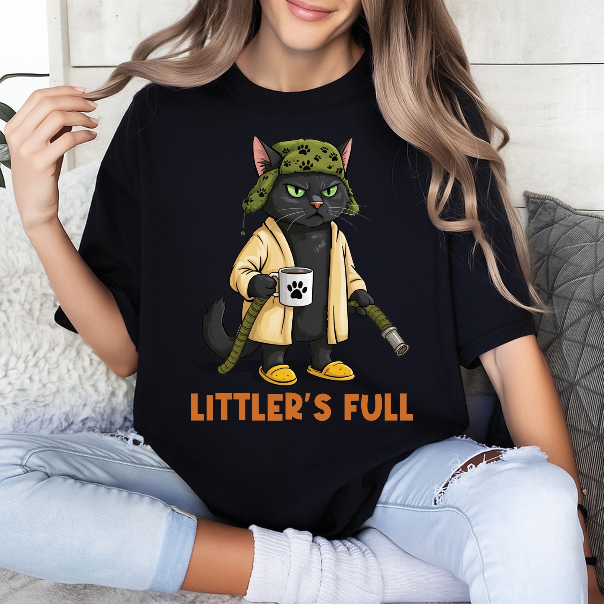 Litter’s Full Funny Christmas Cat T-Shirt – Holiday Humor Pet Lover Tee ...