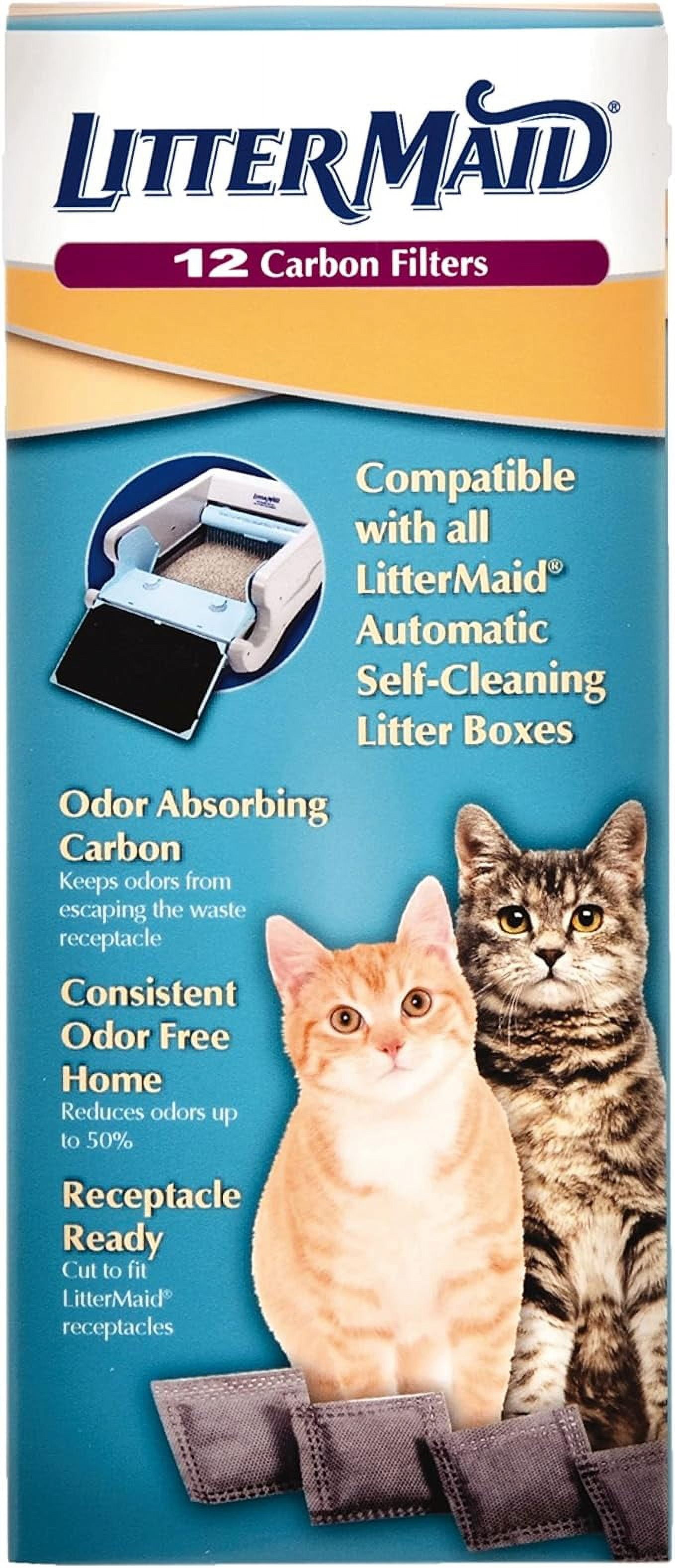 LitterMaid Odor Absorbing Litter Box Carbon Filters, 12 Pack, White ...