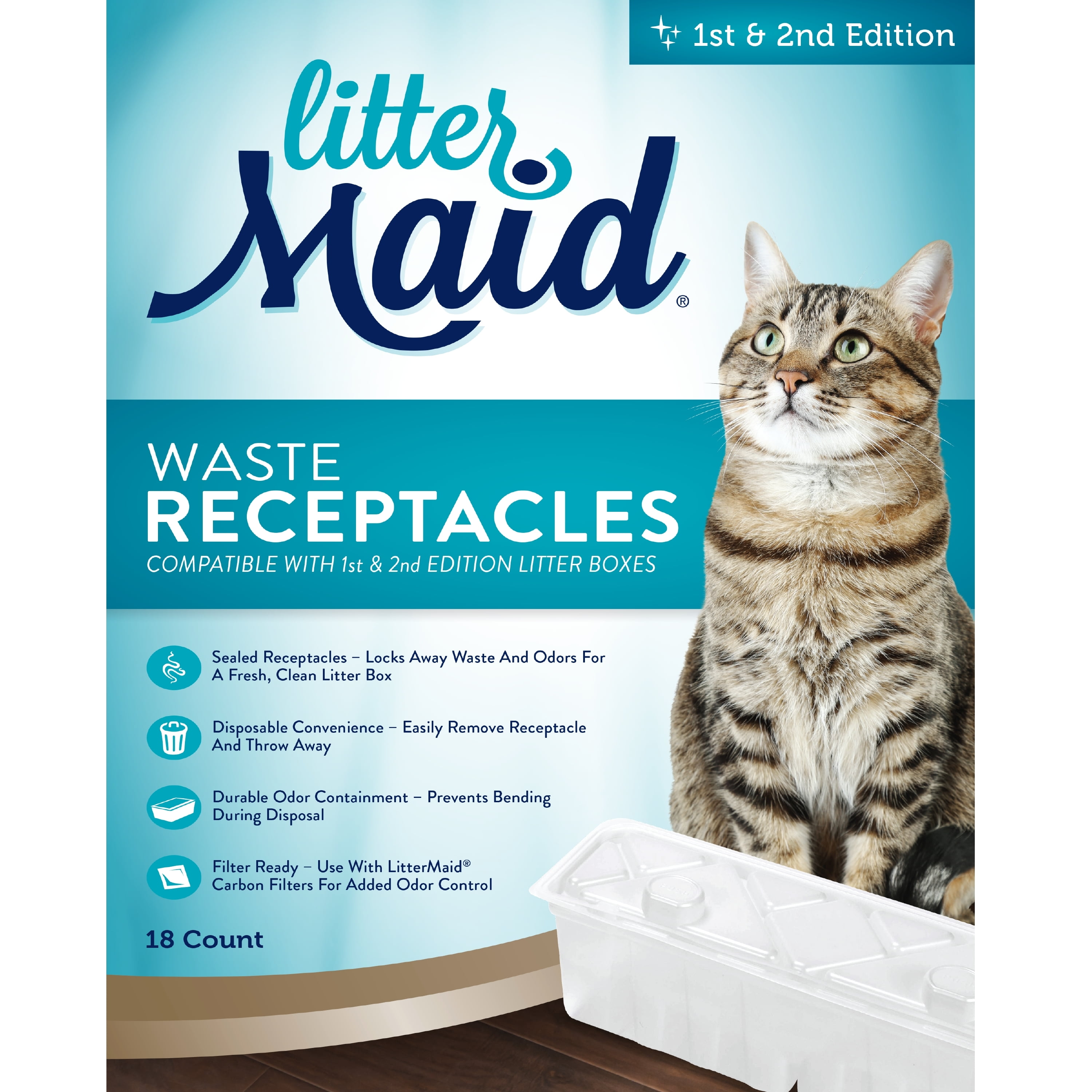 LitterMaid Disposable Cat Litter Box Waste Receptacles, 18 Count ...
