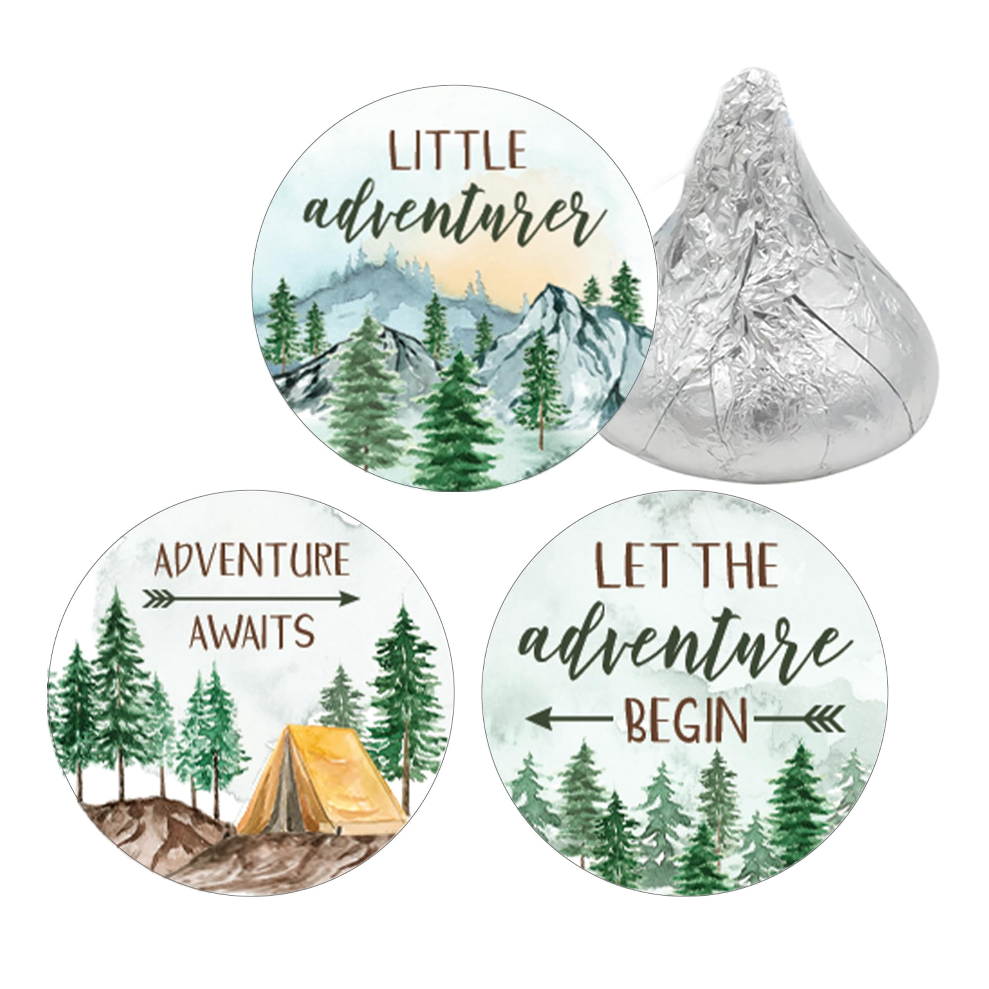 Little Adventurer Baby Shower Kisses Candy Stickers - Wilderness ...