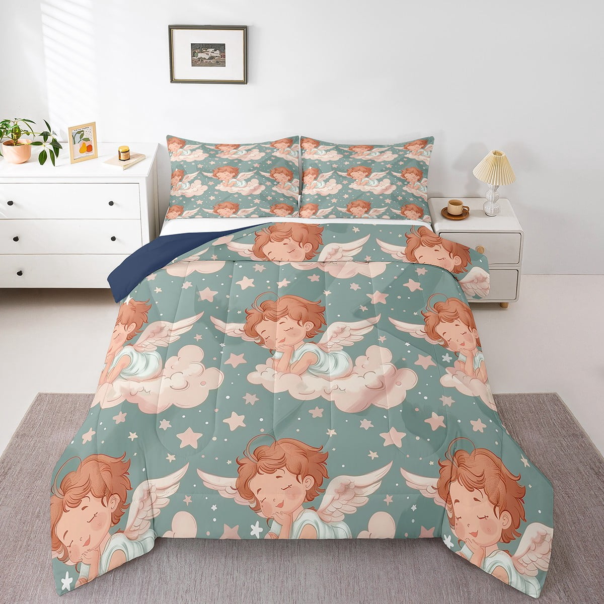 Little Angel Bedding Sets Dreamy Cartoon King Comforter Set Angel Halo ...