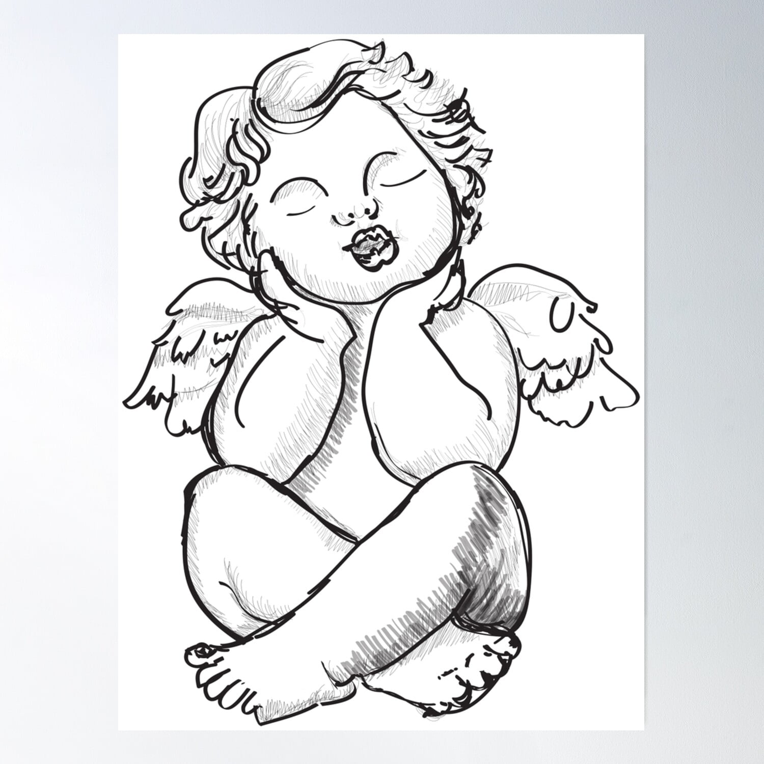 Little Angel Sketch Poster Wall Art, Modern Wall Decor, 16x24 UNFRAMED ...