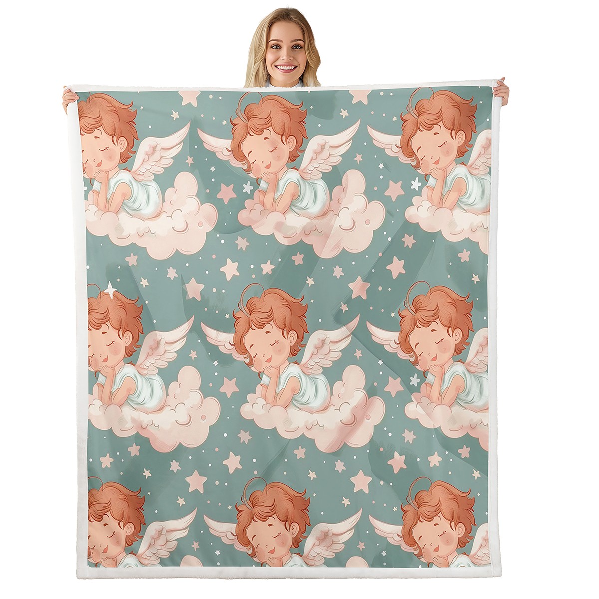 Little Angel Throw Blanket Dreamy Cartoon Blanket Angel Halo Wings ...